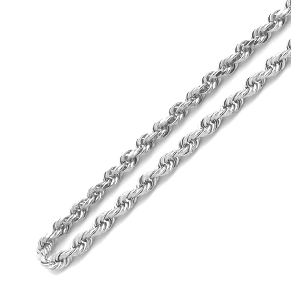 Men Women 14K White Gold Chain 2mm Solid Rope Chain Necklace | eBay