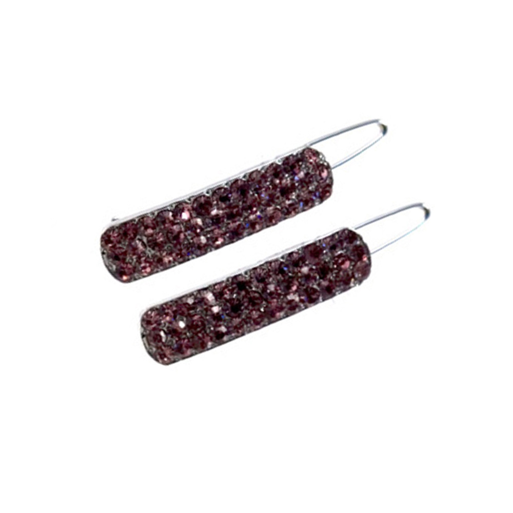 Hand Made Hair Jewelry Swarovski Crystal Covered Rectangle Barrettes Puple Ebay