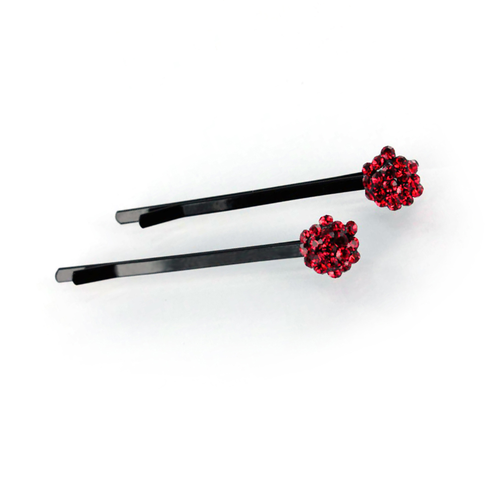 Hand Made Hair Jewelry Swarovski Crystal Cluster Mini Bobby Pins Set Of 2 Red Ebay