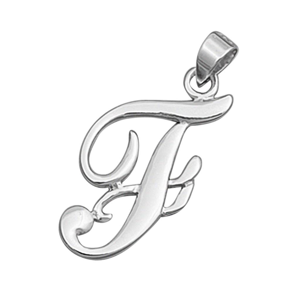 Men Women Sterling Silver Script Alphabet Letter Initial Pendant ...