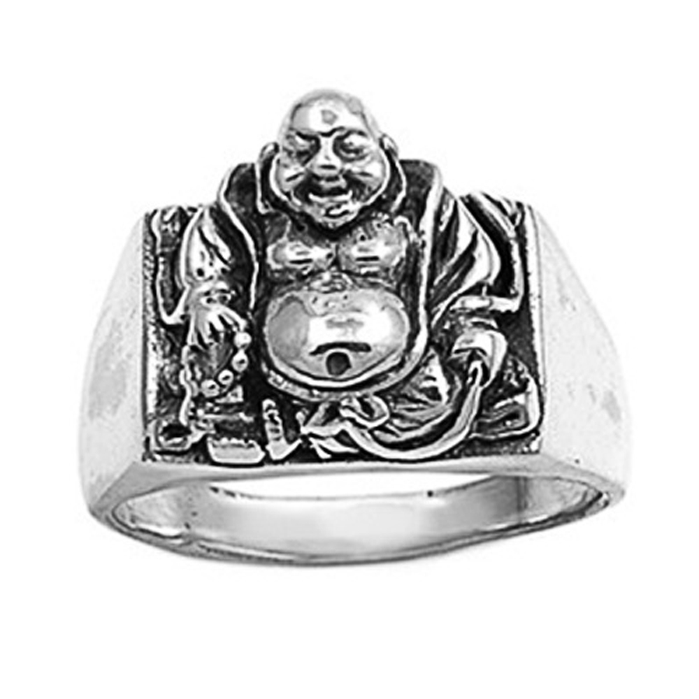 Men Women Sterling Silver Happy Buddha Ring 15mm / Free Gift Box | eBay